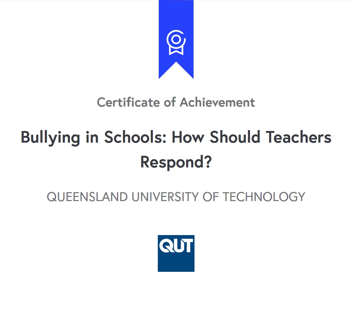 Certificate of Achievement for Bullying in Schools - Ali Tavakoli